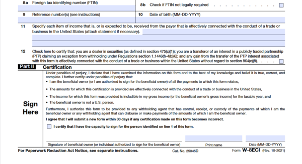 W-8ECI Instructions: A Guide for Foreign Payee Compliance
